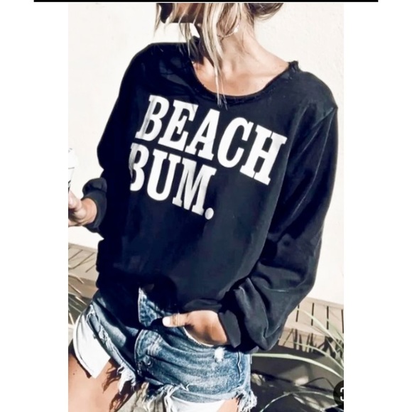 Tops | Black Beach Bum Sweatshirt | Poshmark